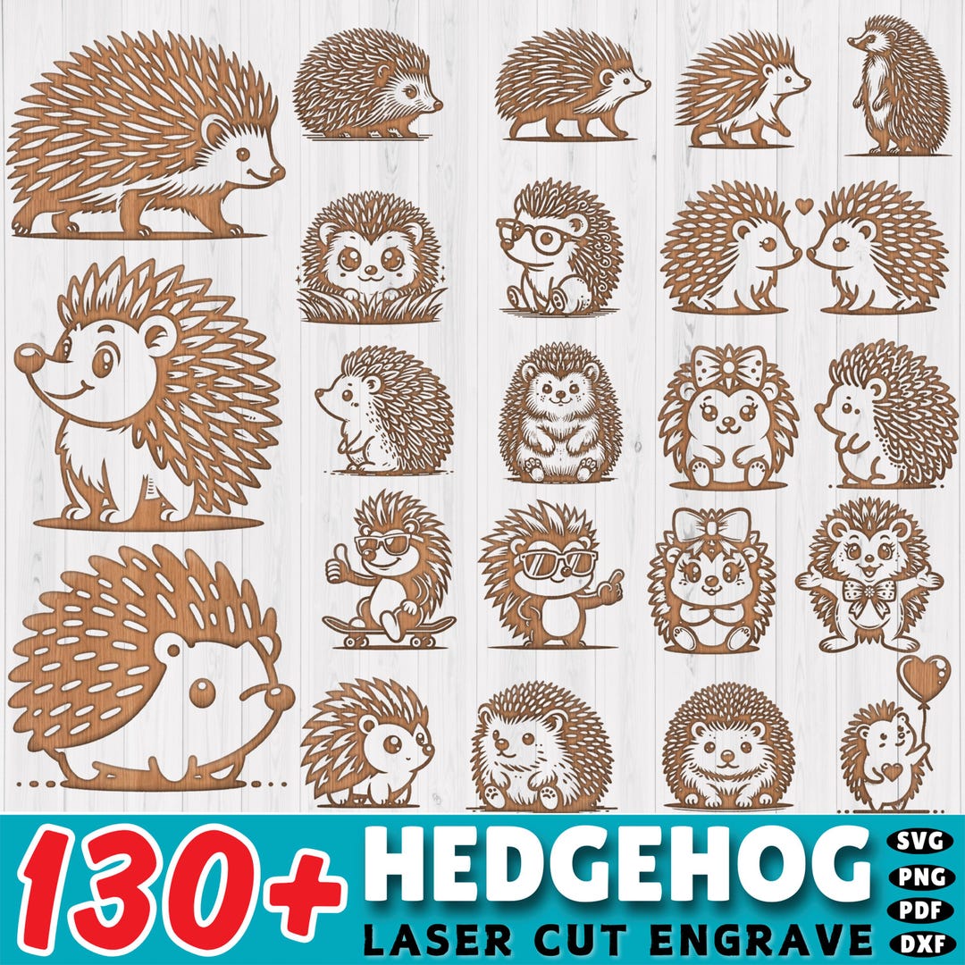 Laser Engraving Files 130+ Hedgehog Dxf Bundle | Laser Cut Woodland ...