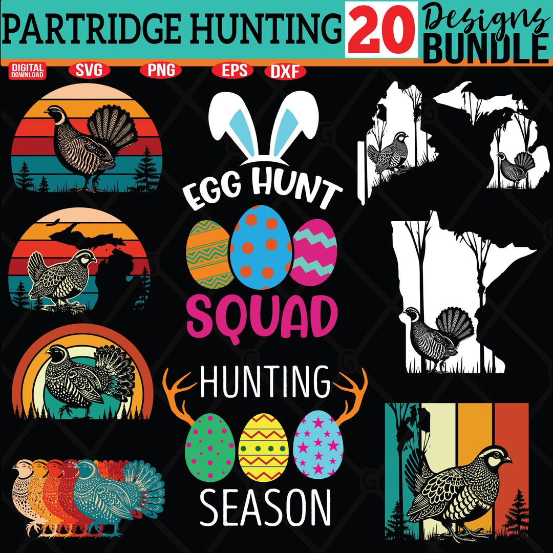 20 Partridge Hunting SVG Bundle Hunting Svg Png, Svg, Dxf, Eps Digital ...