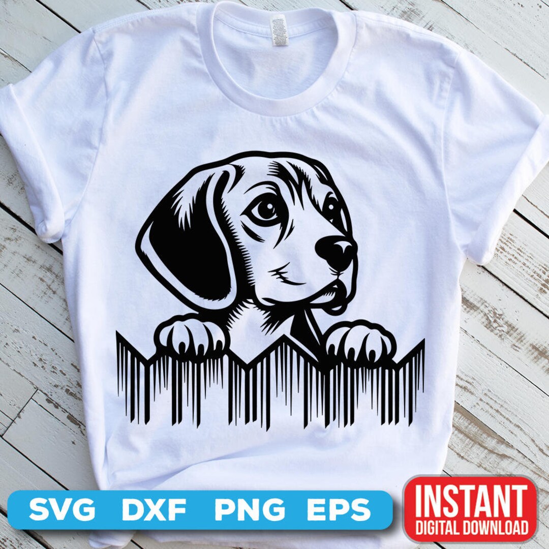 Beagle SVG Beagle Vector SVG Beagle Peeking on the Fence Side View ...