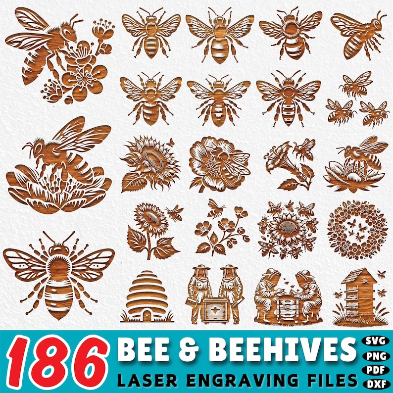 186 Bee Laser Engraving SVG Bundle: Laser Cut Files for Cricut ...