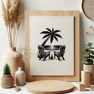 Beach Scene Laser SVG Bundle: Ocean Palm, Coastal Sunset (digital Files ...