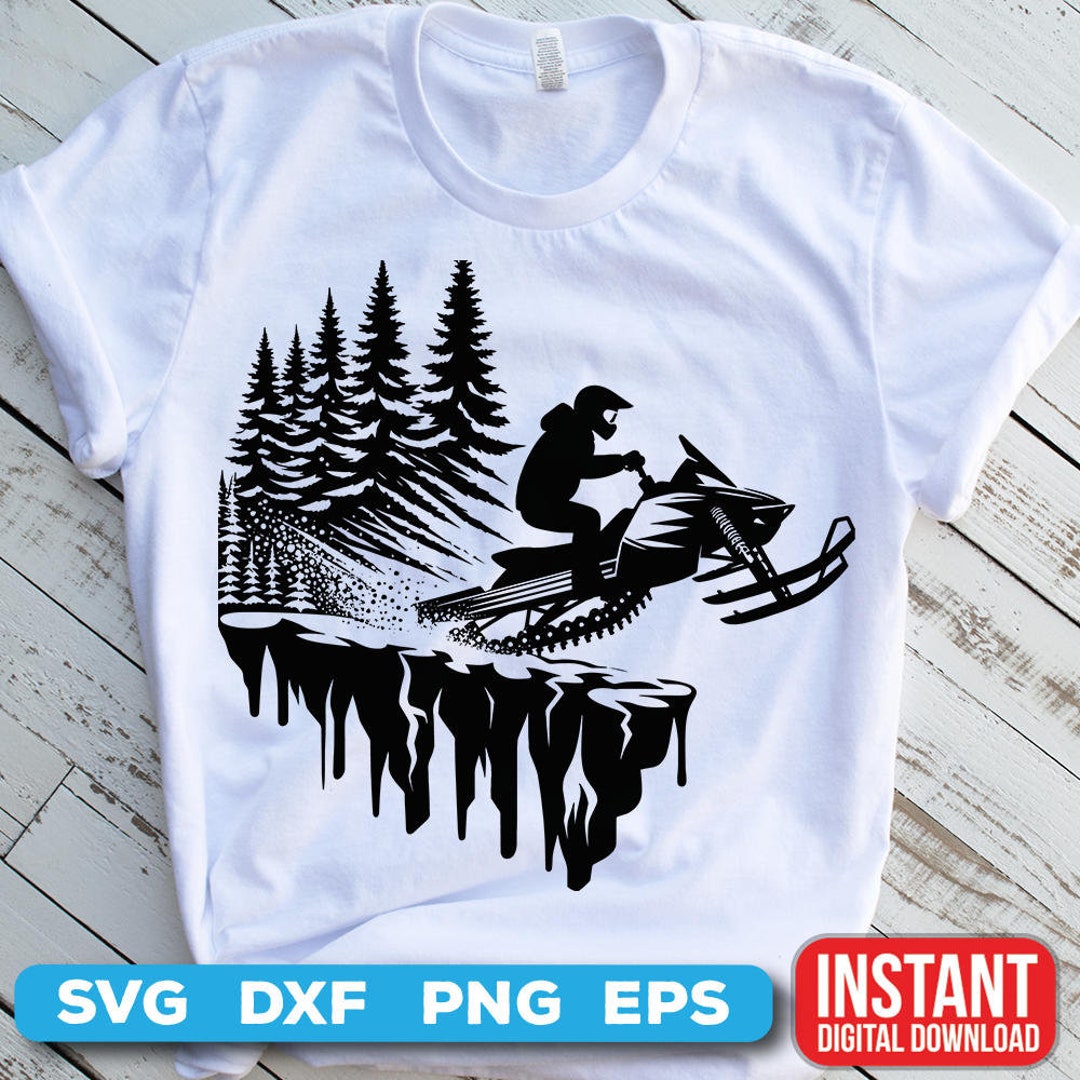 Snowmobile Svg- Winter Sports Svg - Cool Snowmobiling in a Snow Cliff ...