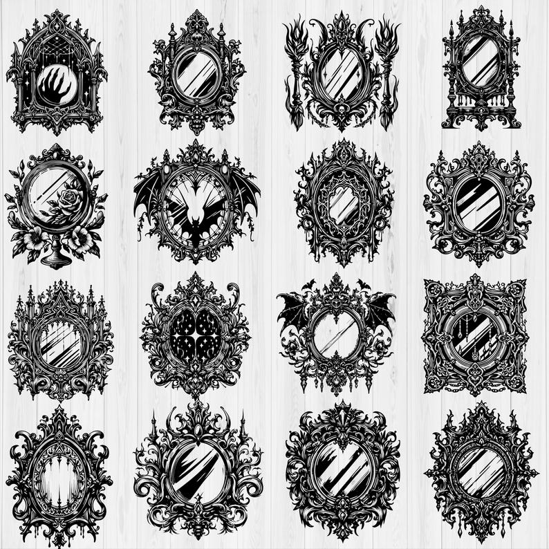 Gothic Mirror Graphics: Vintage SVG Bundle (digital Download) - Etsy