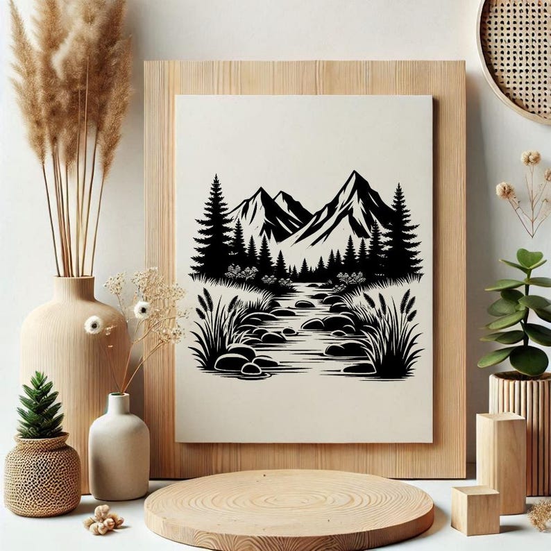 River Scene SVG Bundle: Nature Landscape Clipart, Cricut Cut Files - Etsy