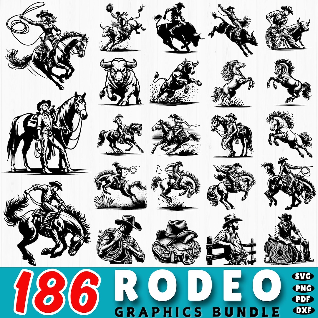 Rodeo SVG Bundle: Cowboy Clipart, Western Cut Files (commercial Use ...