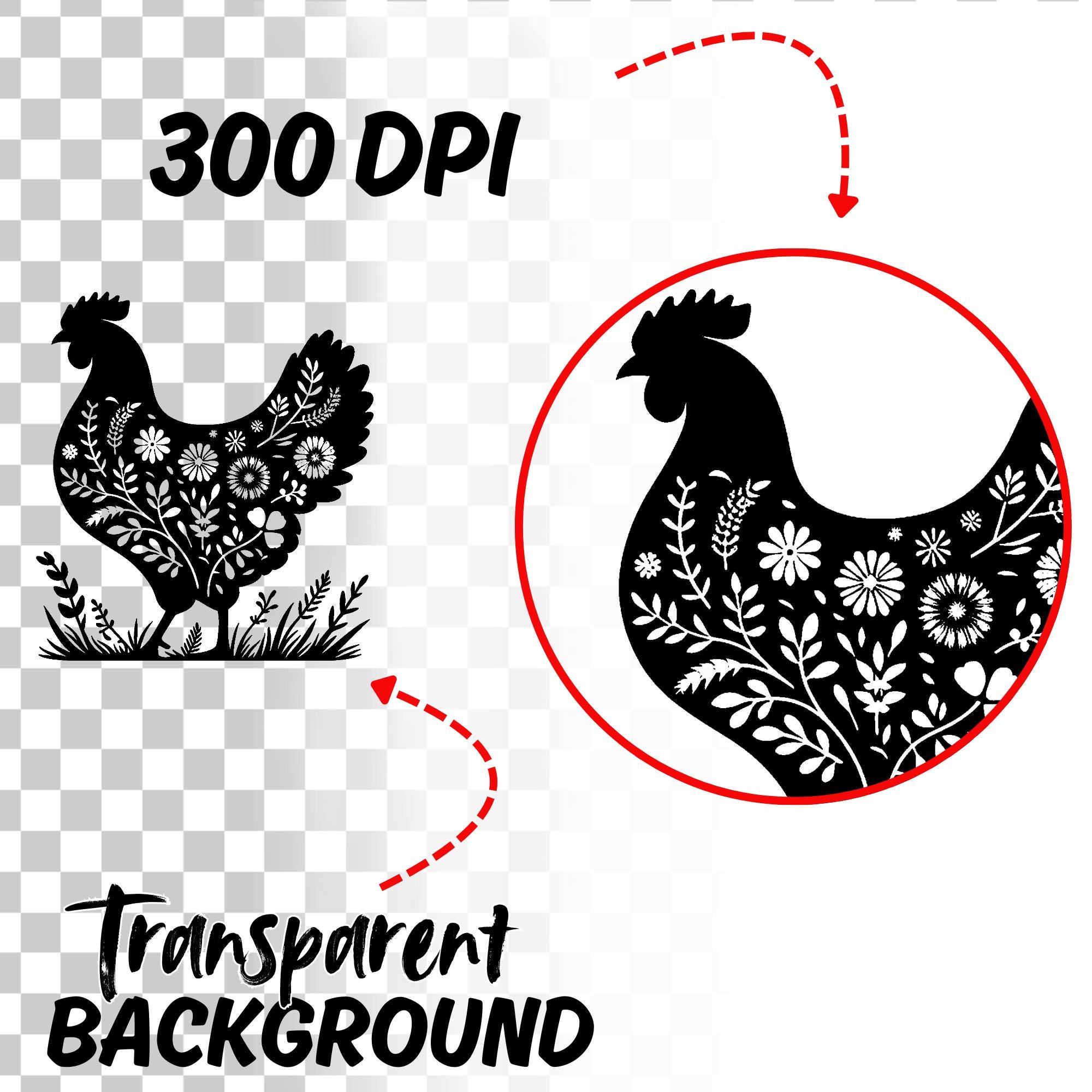 Laser Engraving Files 112 Floral Chicken Dxf Bundle | Flower Hen ...