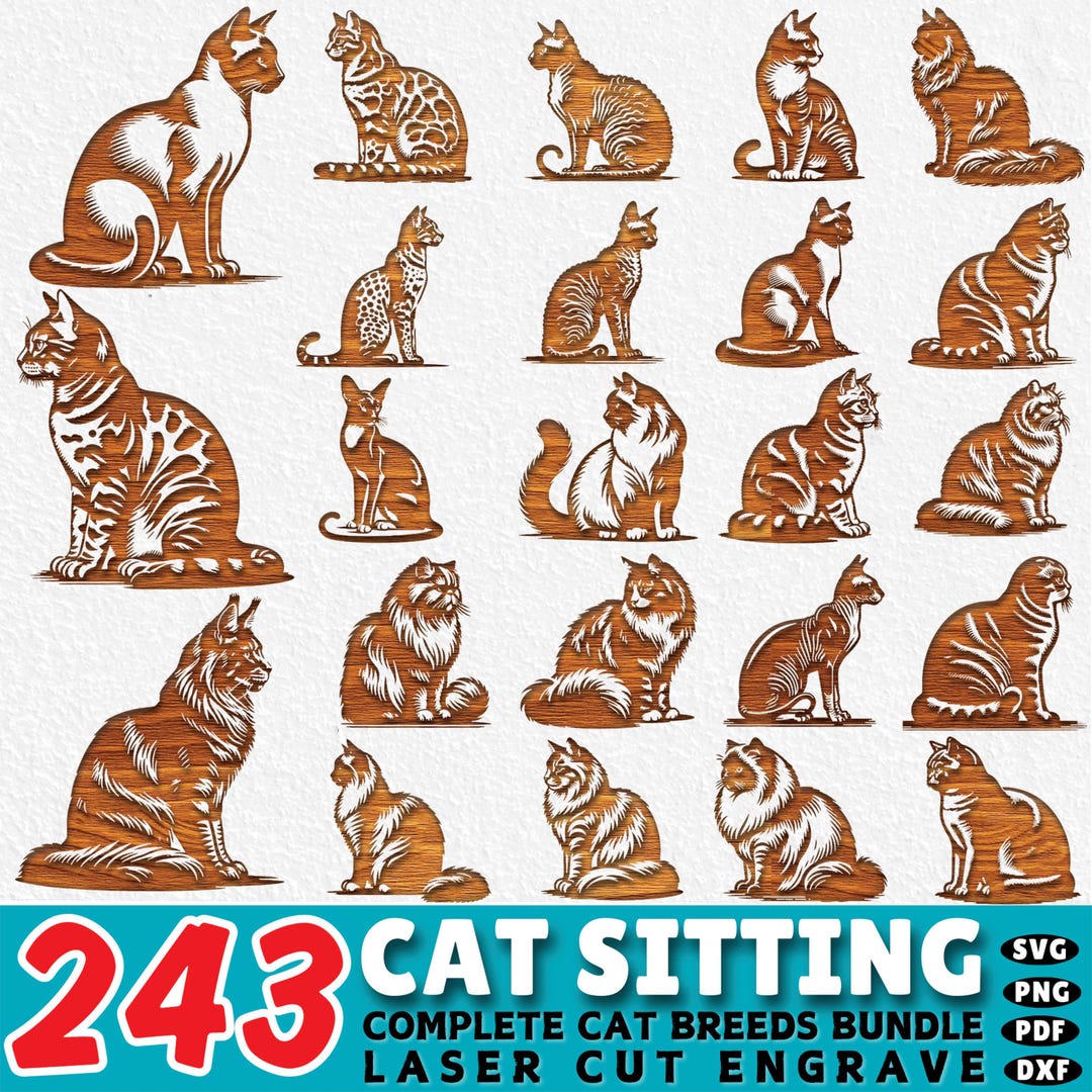 Cat Silhouette Laser Cut Files: SVG, PNG, PDF (digital Download) - Etsy