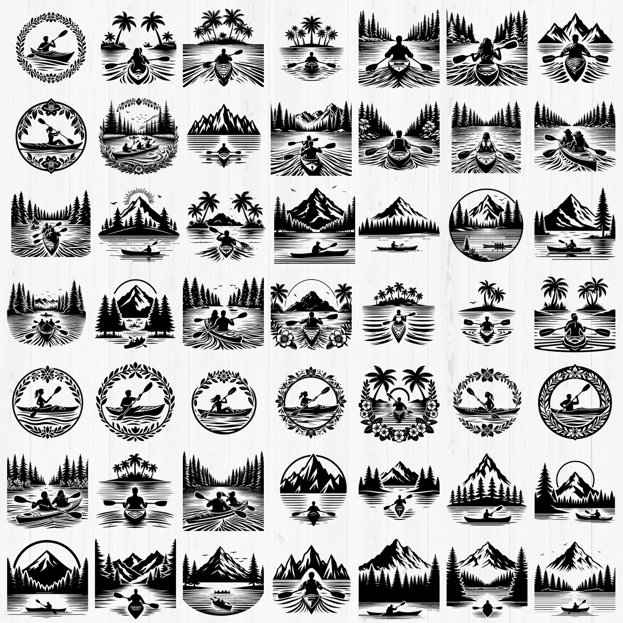 190+ Kayak Svg Bundle | Canoe Dxf Cut Files | River Adventure Clipart ...