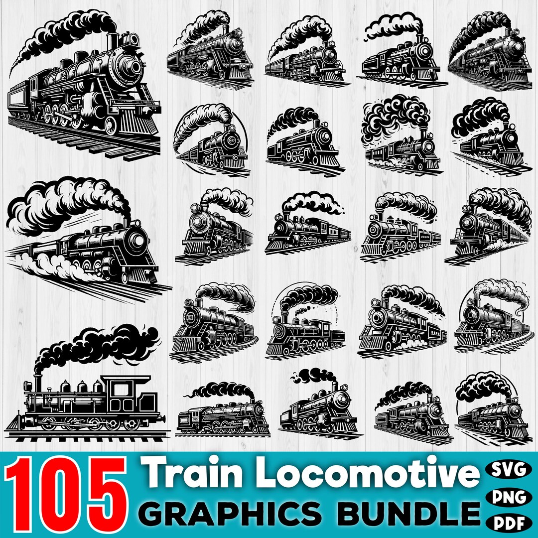 105 Train Locomotive Graphics SVG Bundle, Train Locomotive Graphics Cut ...