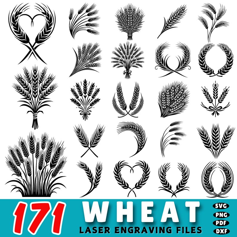 171 Wheat Laser Engraving SVG Bundle: Farm Grain Laser Cut Files, CNC ...