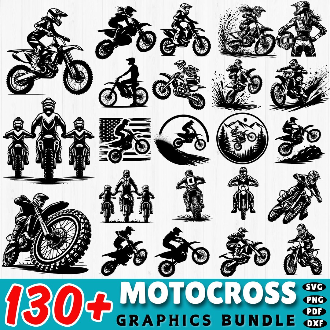 130+ Motocross Svg Bundle | Dirt Bike Rider Cut Files | Cricut Svg Dxf ...