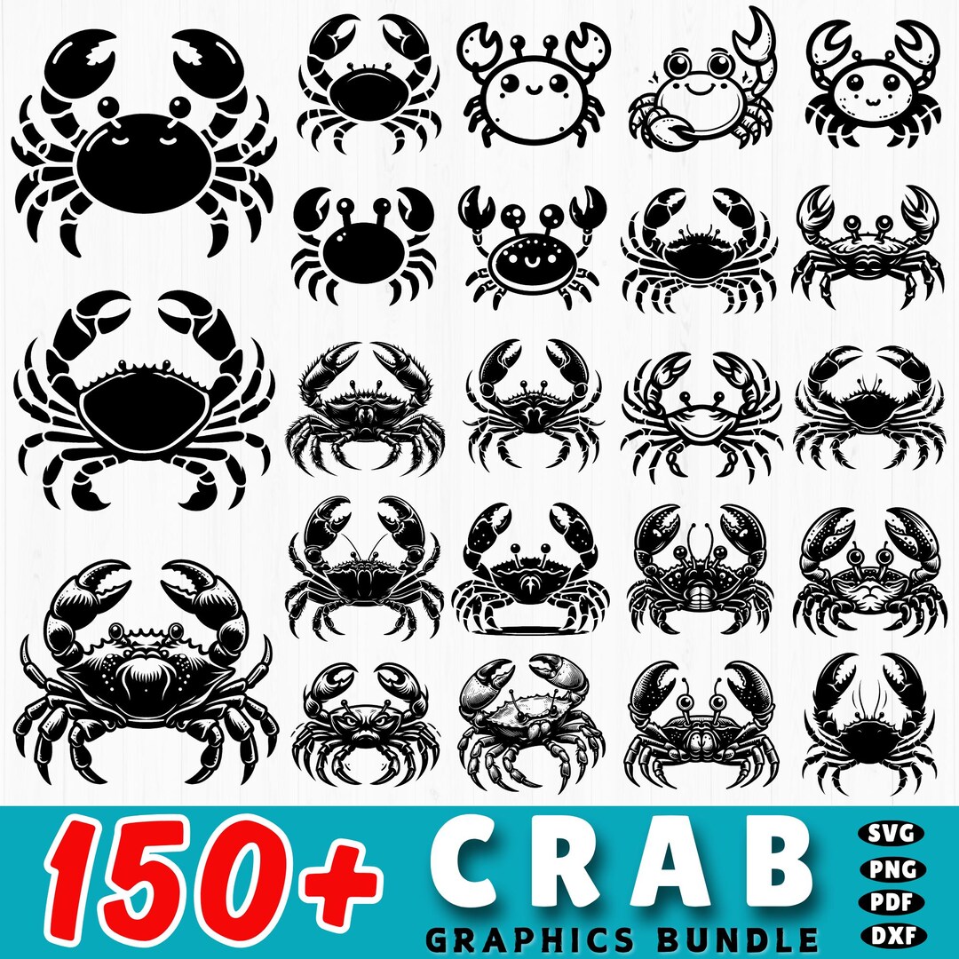 150+ Crab Svg Bundle | Ocean Sea Animal Dxf Cut Files | Beach Crab ...