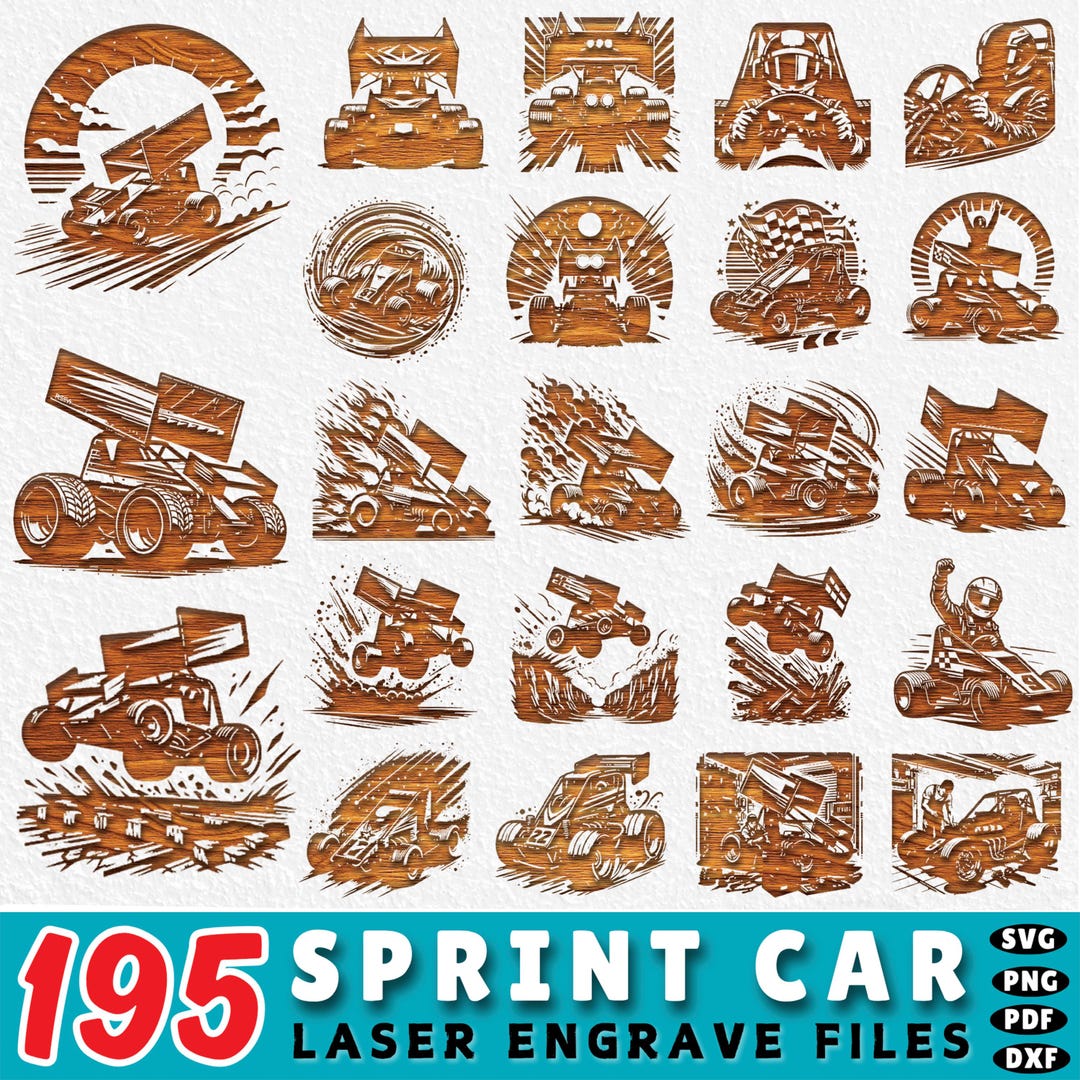 Laser Engraving Files 195 Sprint Car DXF Bundle | Laser Cut Racing Car ...
