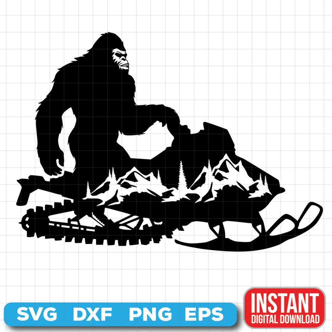 Snowmobile Svg - Winter Sports Svg - Bigfoot Riding a Snowmobile Vector ...