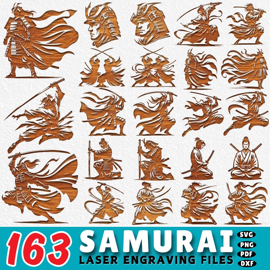 163 Samurai Laser Engraving SVG Bundle: Katana Sword, Armor, Japanese ...