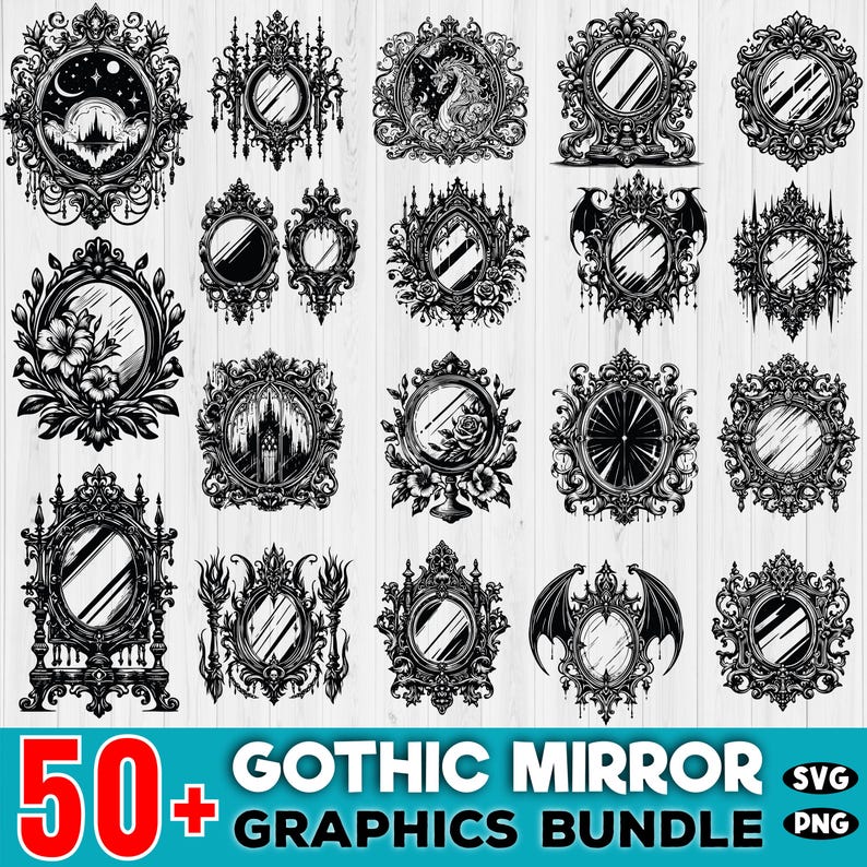 Gothic Mirror Graphics: Vintage SVG Bundle (digital Download) - Etsy