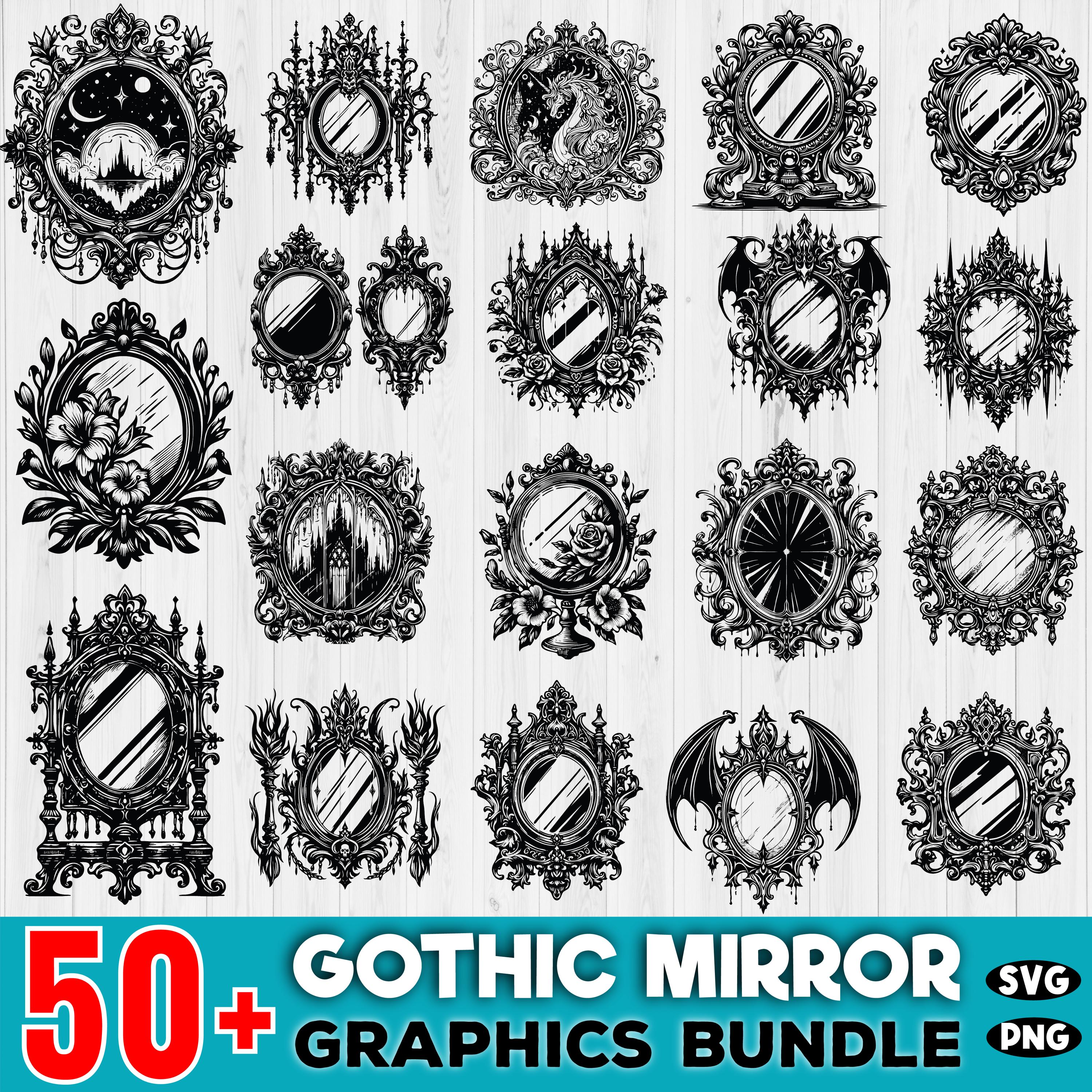 Gothic Mirror Graphics: Vintage SVG Bundle (digital Download) - Etsy