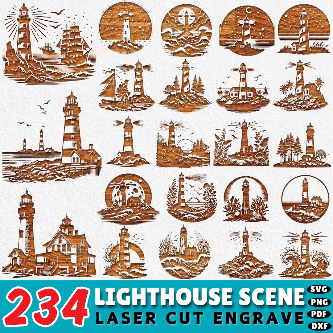 Lighthouse Laser Cut Files: 234 Coastal Scene SVG, PNG, PDF Bundle - Etsy