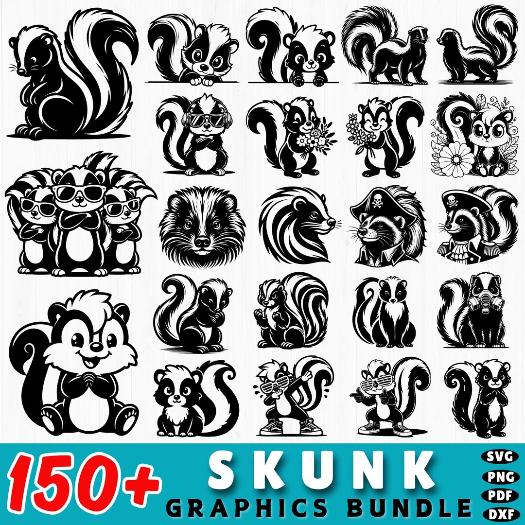 150+ Skunk Svg Bundle | Cute Skunk Clipart | Forest Animal Dxf Files ...
