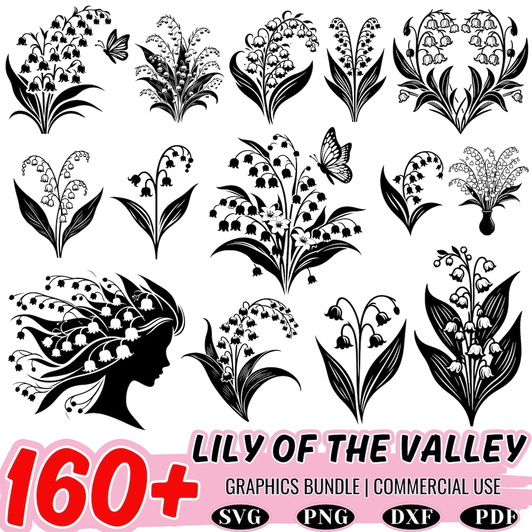 Lily of the Valley Flower SVG Bundle: Floral Clipart (commercial Use ...