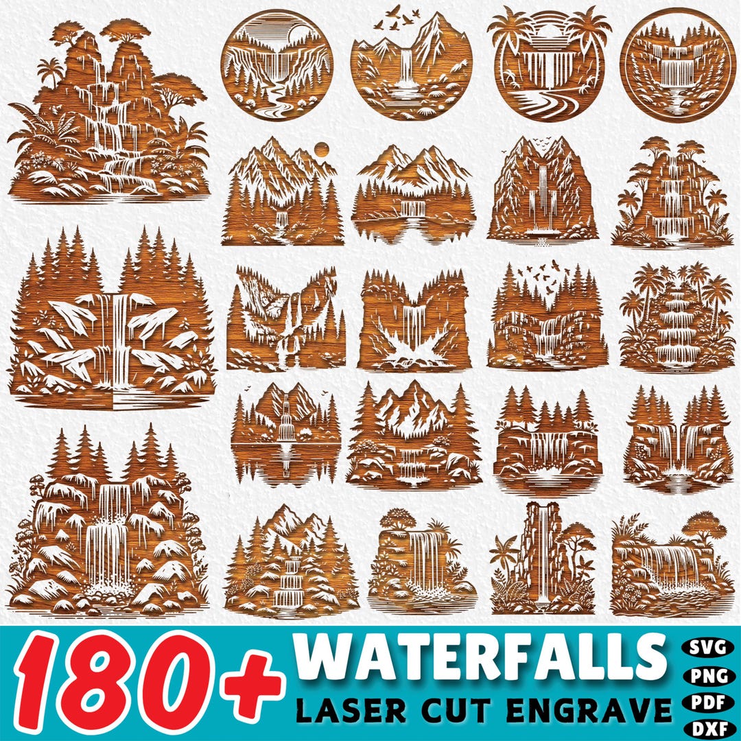 Laser Engraving Files 180+ Waterfall Svg | Nature Landscape Dxf Art ...