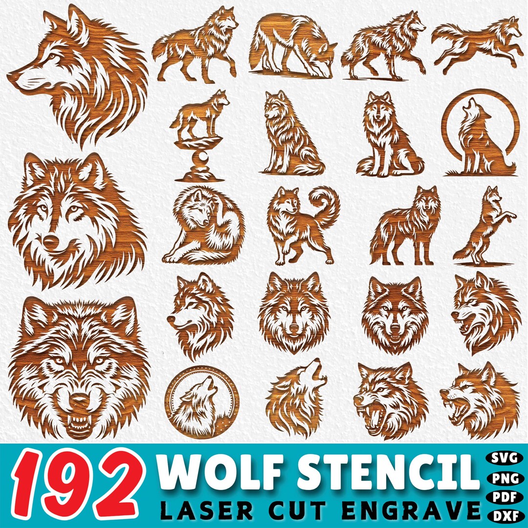 Laser Engraving 192 Wolf DXF Bundle | Laser Cut Wolf Files | Wolf ...