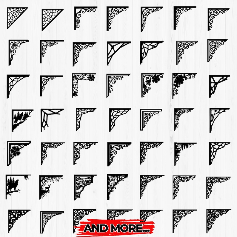 362 Shelf Bracket SVG Bundle: Decorative Wall Bracket Clipart, DIY ...