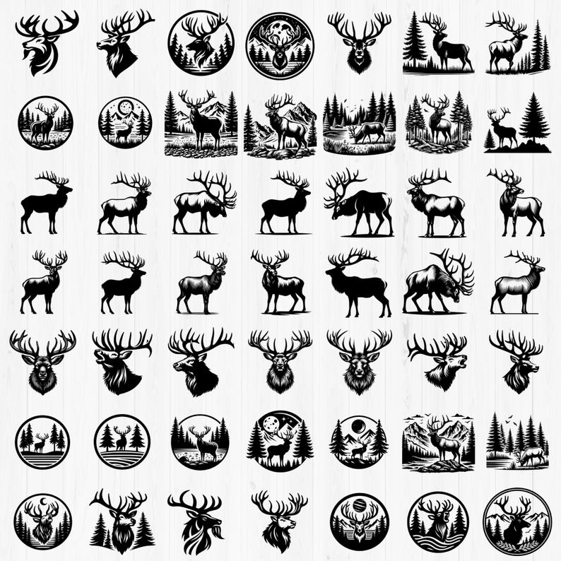 190+ Elk Svg Bundle | Wildlife Antler Dxf Files | Mountain Forest ...