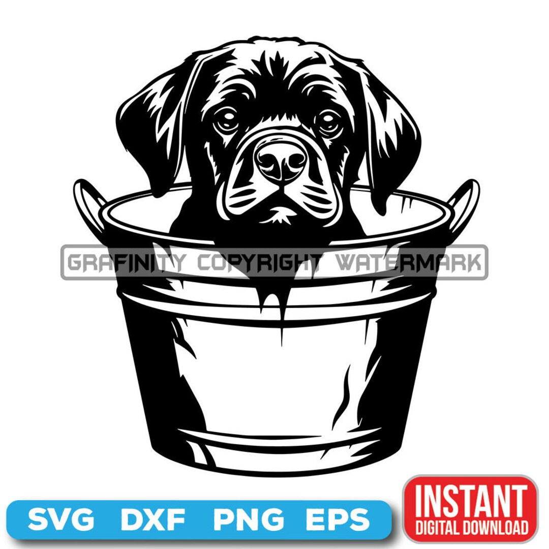 Rottweiler SVG, Dog SVG Files for Cricut, 01 Rottweiler in a Bucket ...