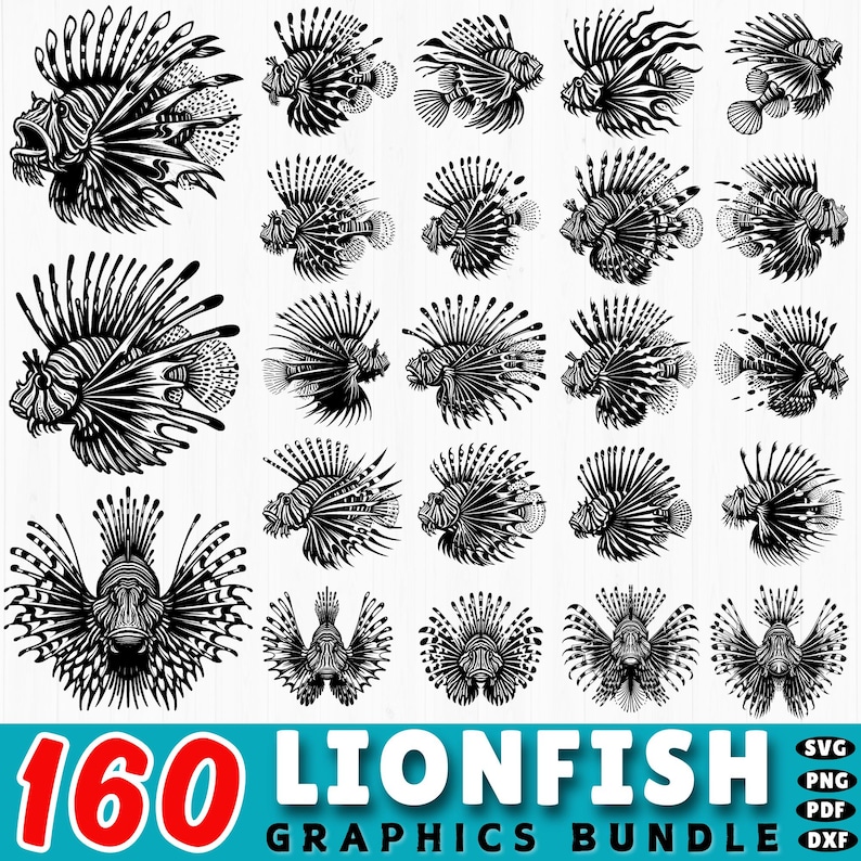 160 Lionfish SVG Bundle | Ocean Fish Cut Files for Cricut & Laser ...