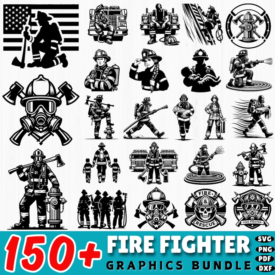 150+ Fire Fighter Svg | Fireman Dxf Bundle | Fire Department Clipart ...
