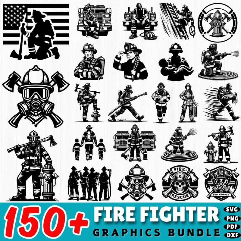 Firefighter Laser Svg - Etsy