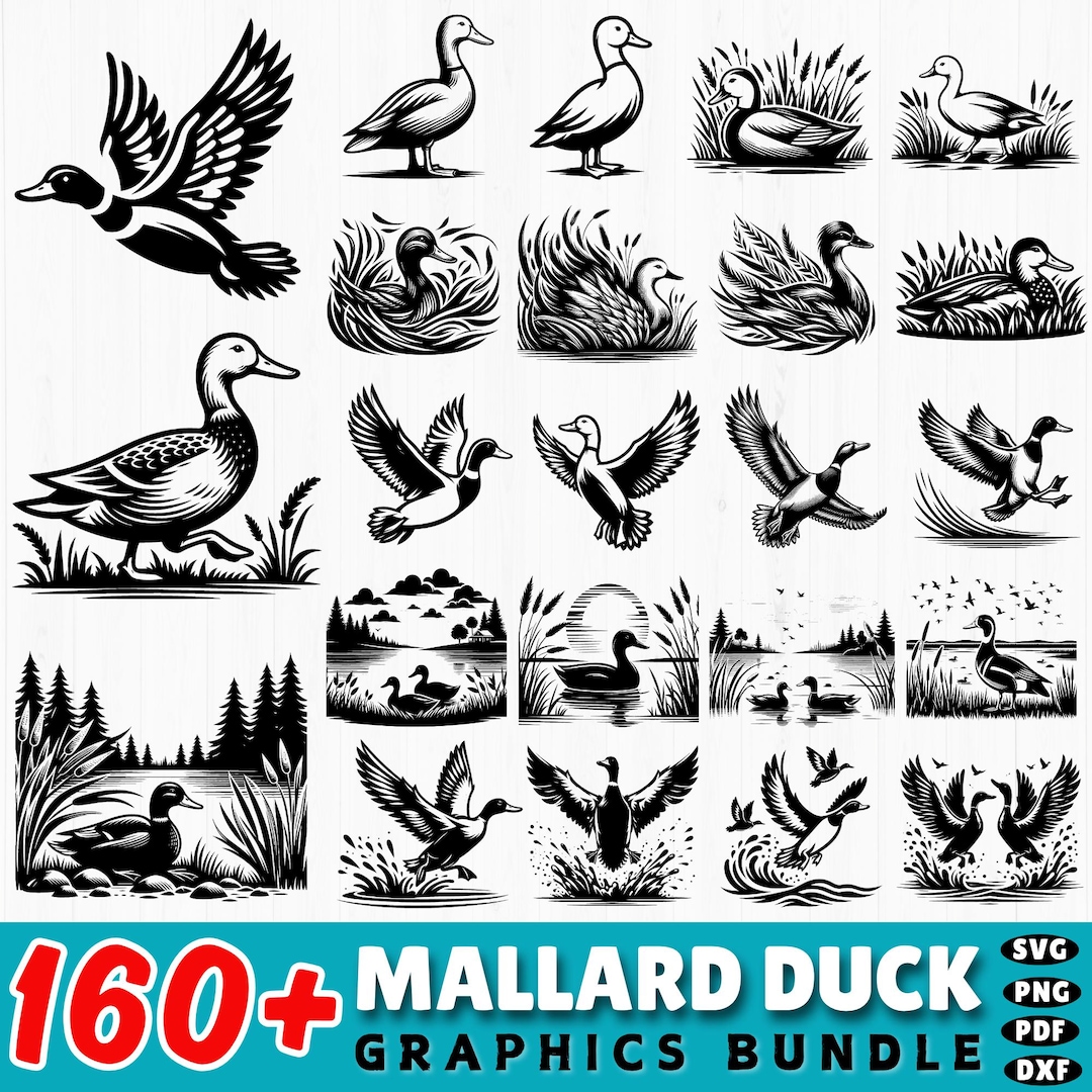 160+ Mallard Duck Svg Bundle | Hunting Duck Dxf File | Flying Duck ...
