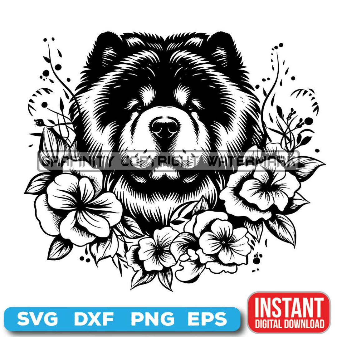 Chow Chow Dog SVG, Chow Chow Clipart, Chow Chow Mixed With Florals ...