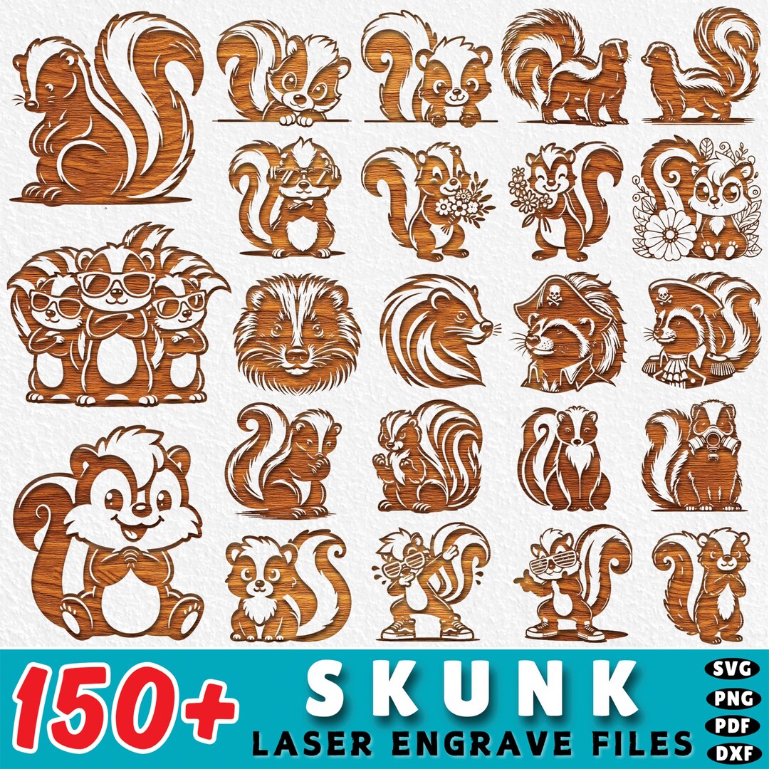 Skunk SVG Bundle: 150+ Laser Cut Files, Clipart (digital Download) - Etsy