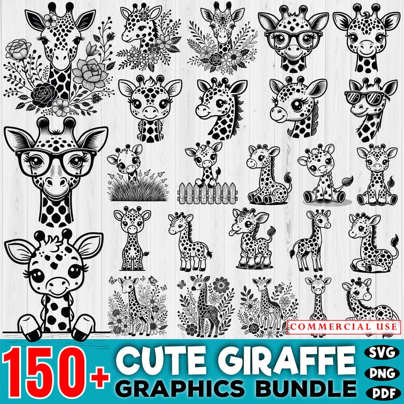 Giraffe Graphics Files - Etsy