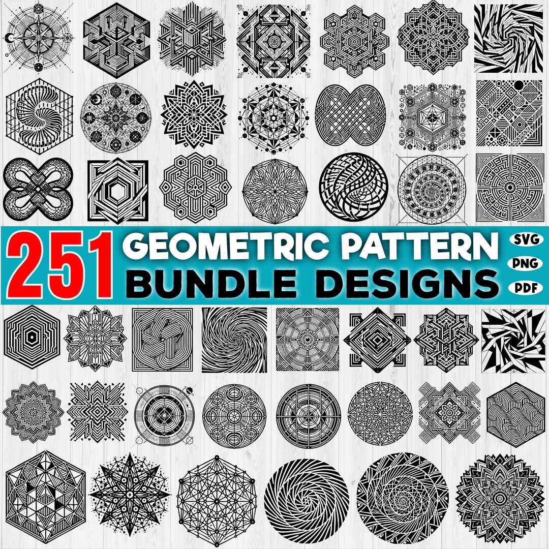 251 Geometric Pattern SVG Bundle, Geometric Pattern Cut Files for ...