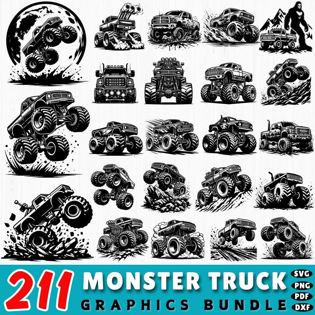 Monster Truck SVG Bundle: 211 Big Wheel Designs (digital Download) - Etsy