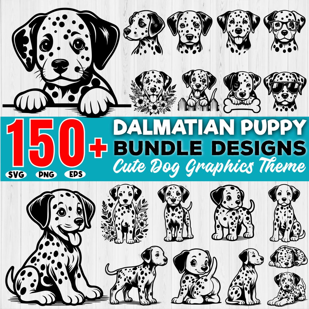 150+ Cute Dalmatian Puppy SVG Bundle, Dalmatian Puppy Svg, Dog Graphics ...