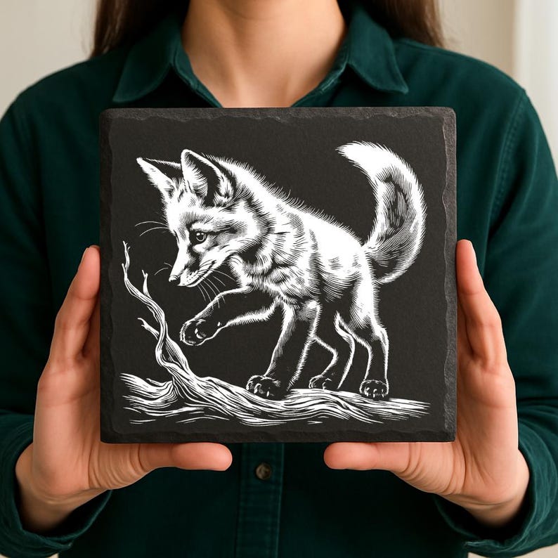 Woodland Animal Slate Coaster PNG Bundle: Engraving Files (digital ...