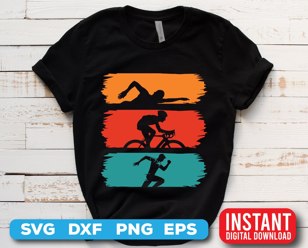 Triathlon SVG - Triathlon Silhouette Graphics Design - Digital Download ...