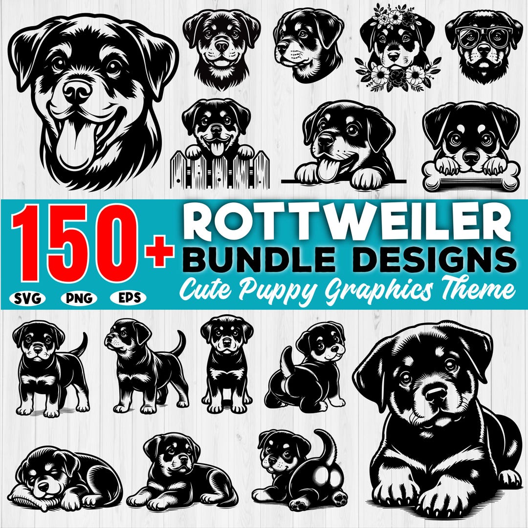 154+ Rottweiler Puppy SVG Bundle, Rottweiler Dog SVG Files for Cricut ...