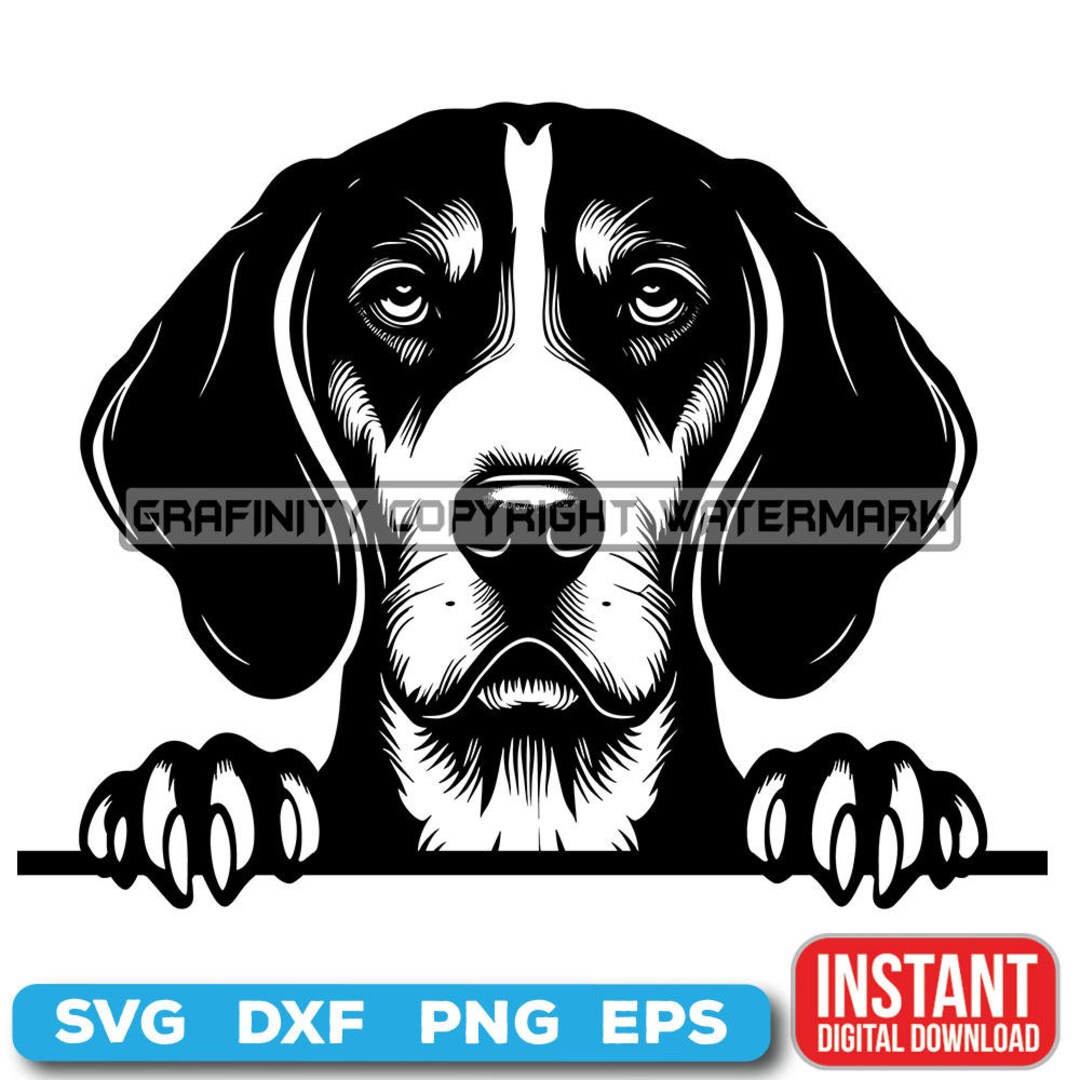 Peeking Dogs SVG, TREEING Walker COONHOUND Peeking Paws, Cute Dog Breed ...