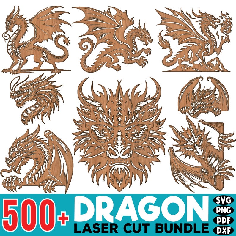 500+ Dragon Laser Cut Files: CNC Engraving Designs (DXF Bundle) - Etsy