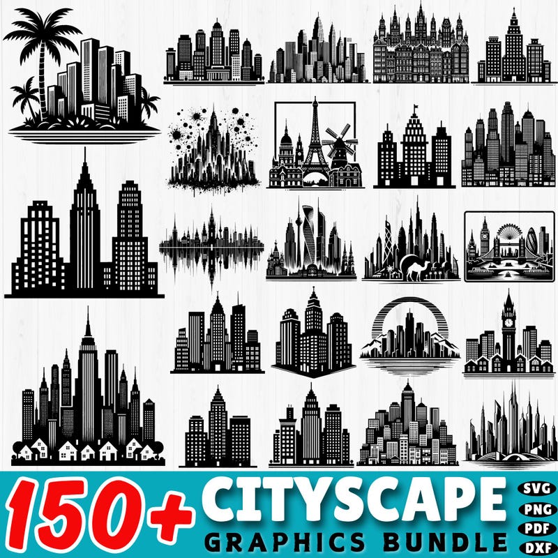 Cityscape Wall Decal - Etsy