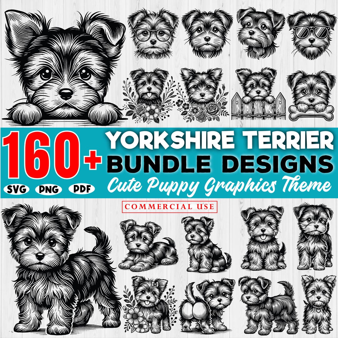 160+ Cute Yorkshire Terrier Puppy SVG Bundle, Yorkshire Terrier Puppy ...