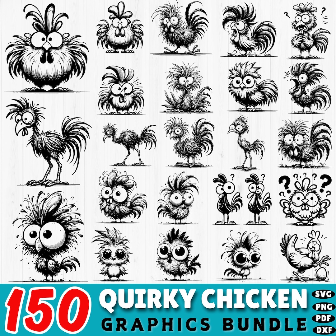 150+ Quirky Chickens SVG Bundle | Funny Farm Hen & Rooster Cut Files ...