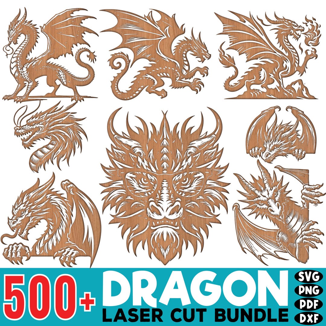 500+ Dragon DXF Bundle | Laser Cut Dragon Files | CNC Ready Dragon ...