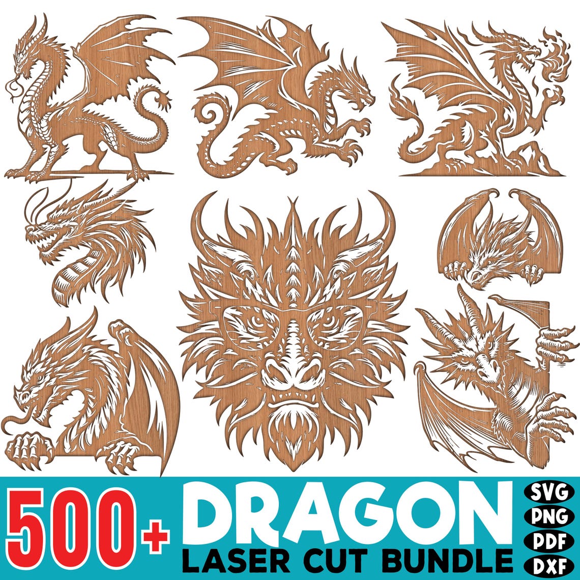 500+ Dragon Laser Cut Files: CNC Engraving Designs (DXF Bundle) - Etsy