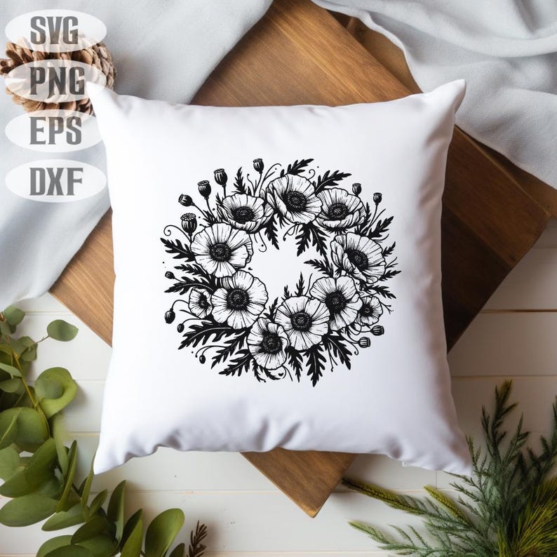 Poppy Flower Line Art SVG Bundle: Botanical Cut Files (digital Download ...